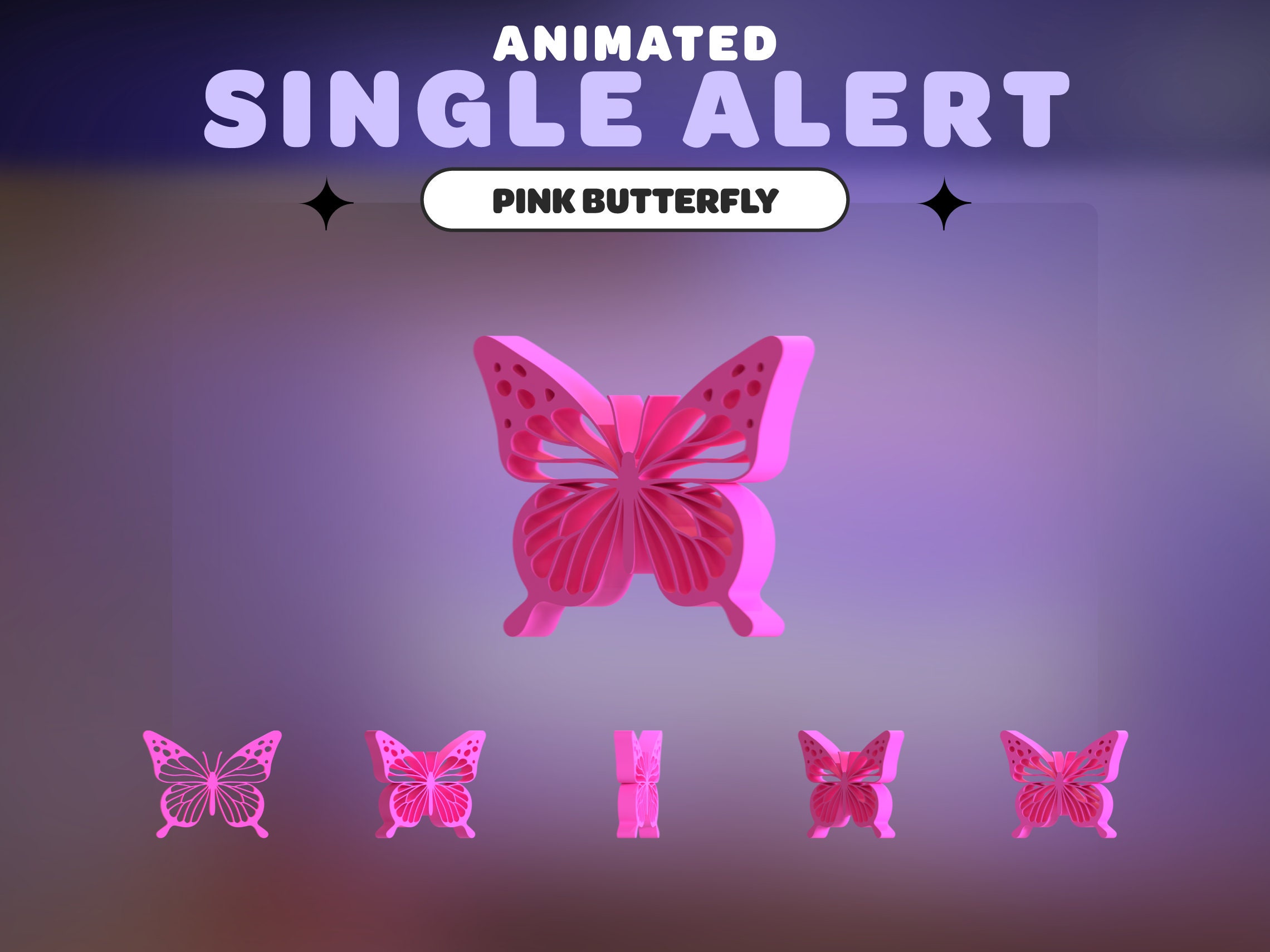 ANIMATED STREAM ALERT Pink Butterfly Y2K Stream Overlay - Etsy