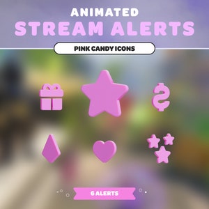 Animated STREAM ALERTS Pink Candy Icons Cute Minimal Streamer Twitch ...