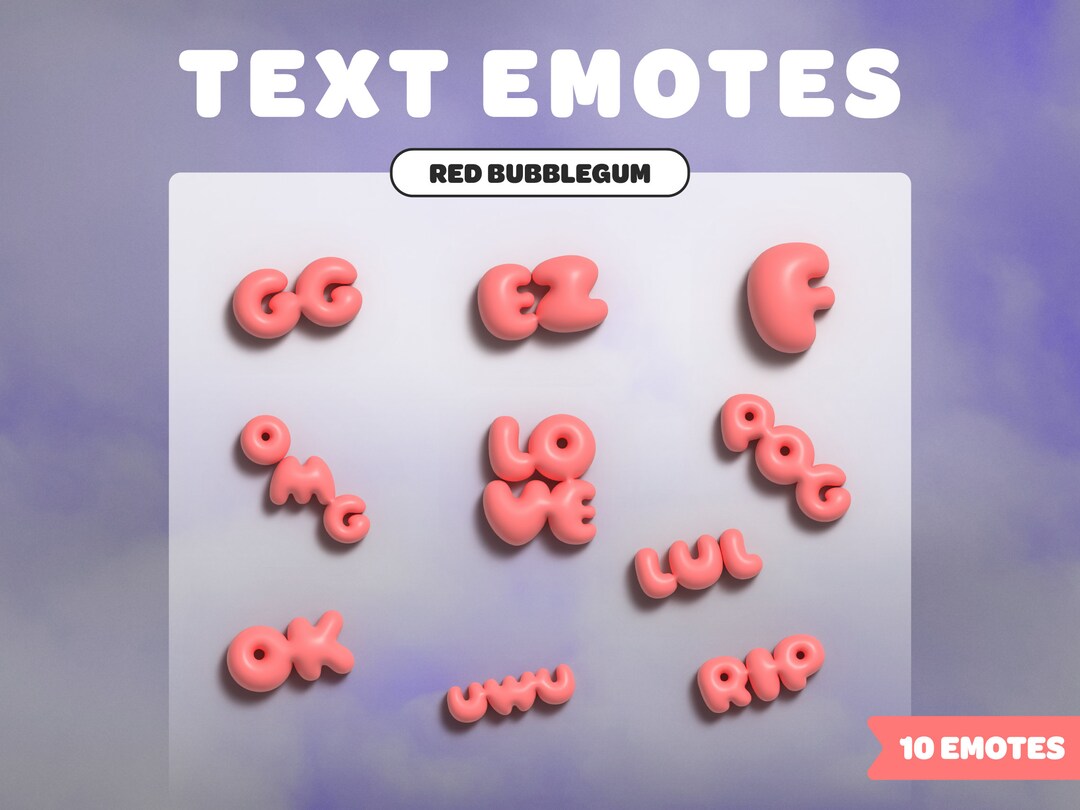 Red Bubblegum EMOTES | Cute Pastel | Streamer | Twitch | Youtube ...