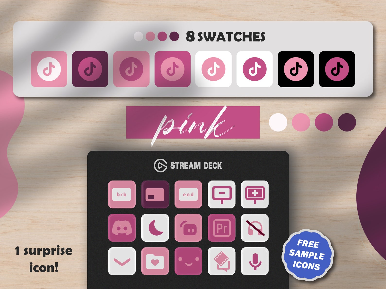 STREAM DECK ICONS Pink Streamer Twitch Discord Youtube - Etsy