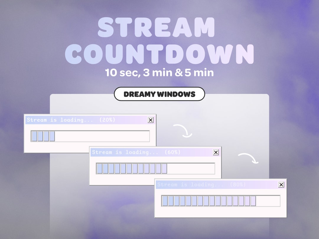 Stream Countdown Timer | Dreamy Retro Windows | Pastel Pink and Purple ...
