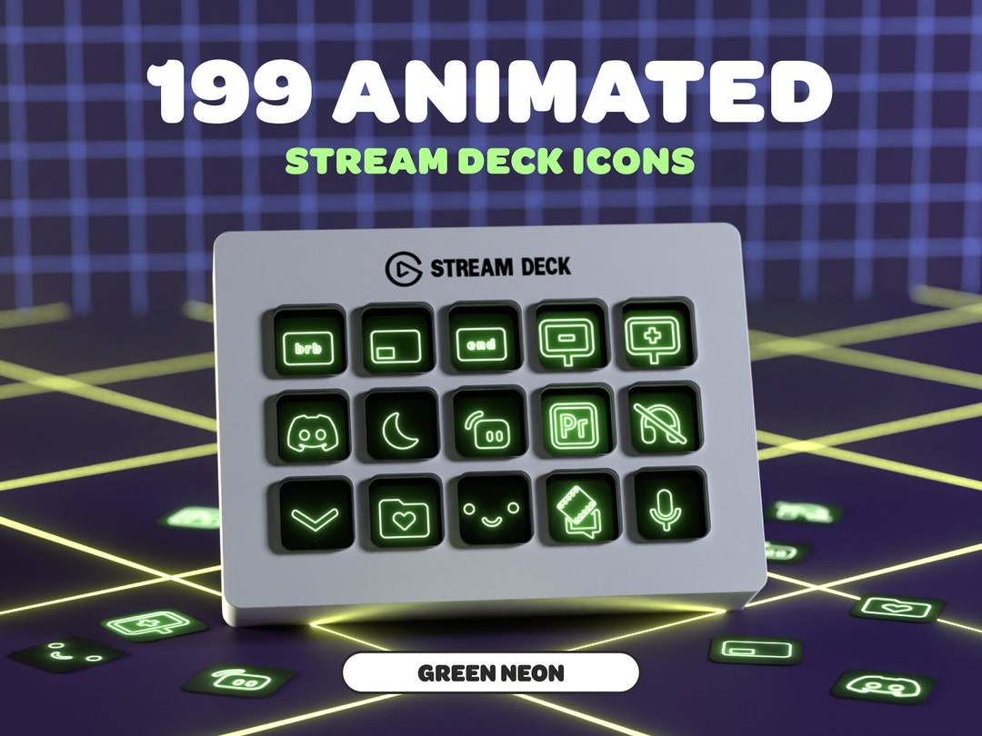 ANIMATED GREEN NEON Stream Deck Icons | Streamer | Twitch | Discord ...