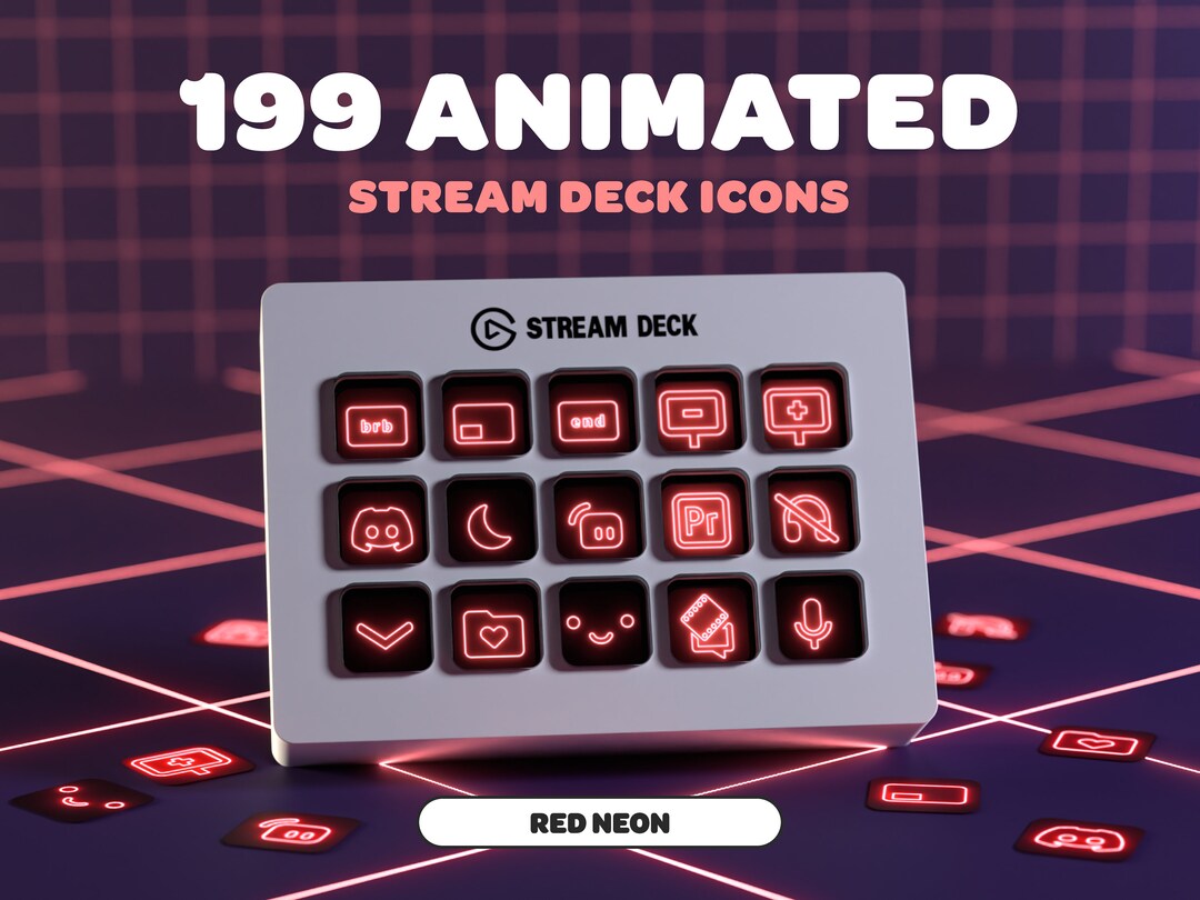 ANIMATED RED NEON Stream Deck Icons | Streamer | Twitch | Discord ...