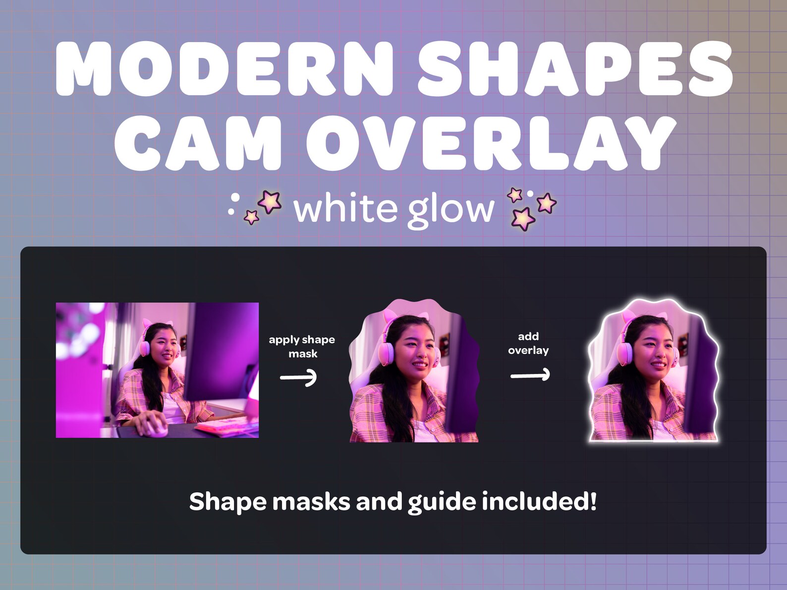 Modern Shapes WEBCAM OVERLAY Soft White Glow for Streamers - Etsy