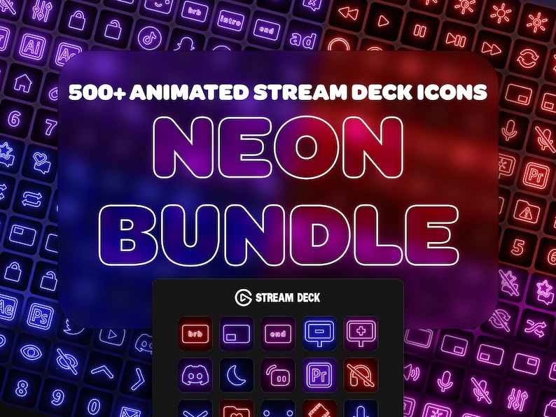 Animated STREAM DECK ICONS Neon Bundle Streamer Twitch - Etsy