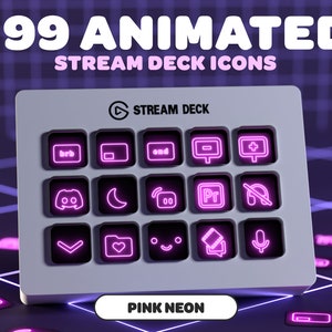 ANIMATED PINK NEON stream deck icons Streamer Twitch Discord Youtube ...