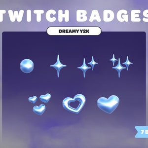 Dreamy Y2K TWITCH BADGES Pastel Blue Sub Badges Bit - Etsy