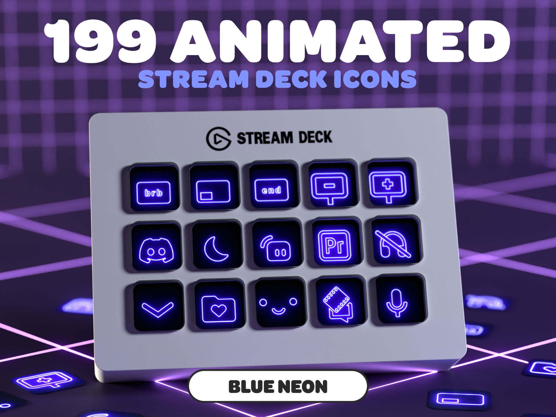 ANIMATED BLUE NEON Stream Deck Icons Streamer Twitch - Etsy