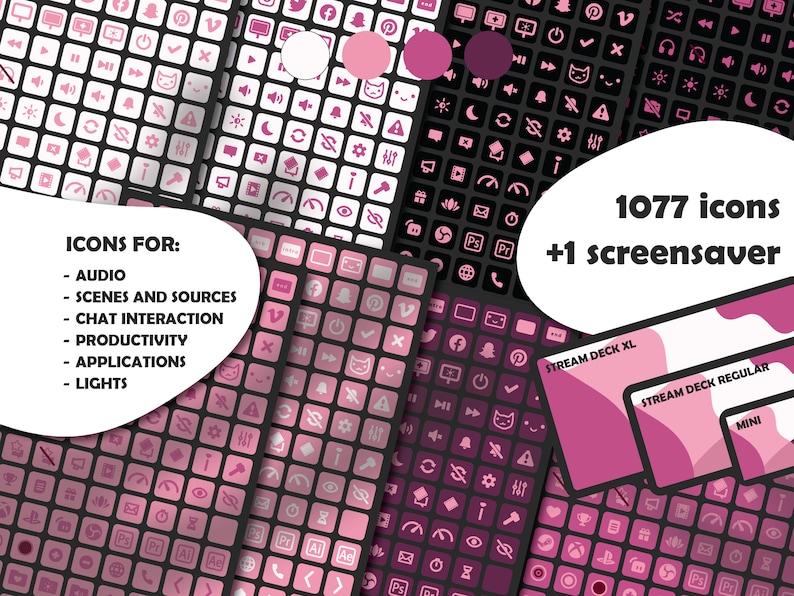 STREAM DECK ICONS Pink Streamer Twitch Discord Youtube - Etsy