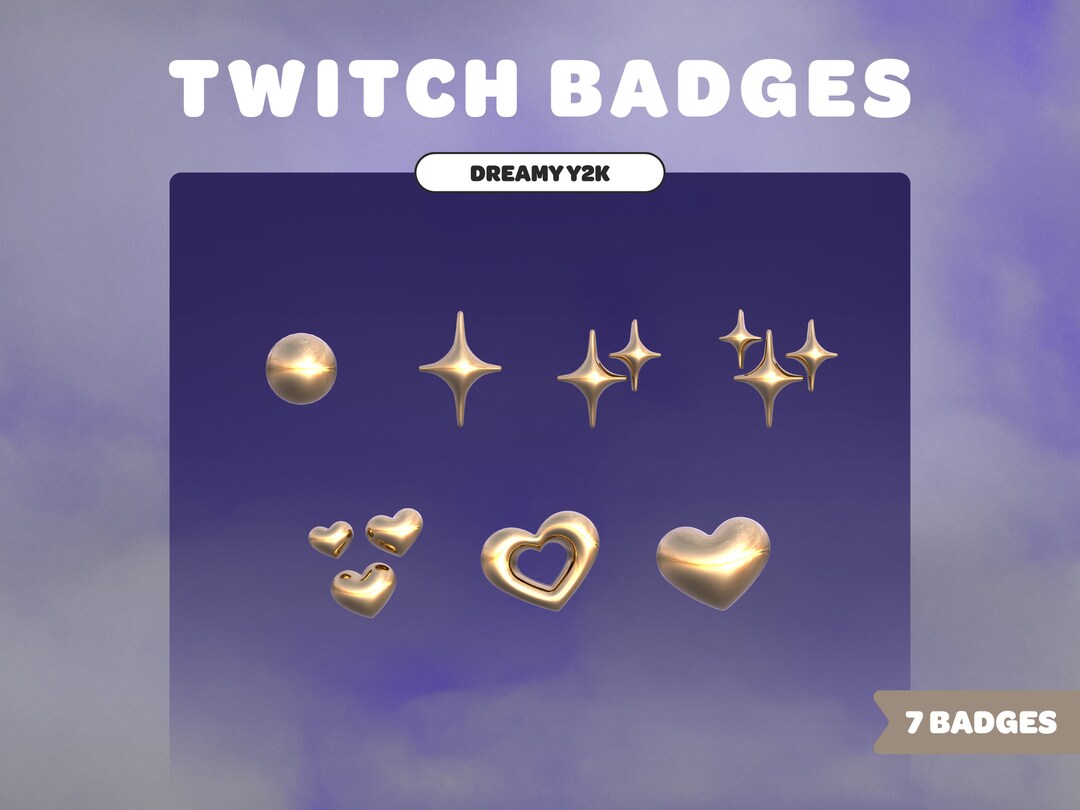 Dreamy Y2K TWITCH BADGES | Gold | Sub Badges | Bit Badges | 2000s | 90s ...