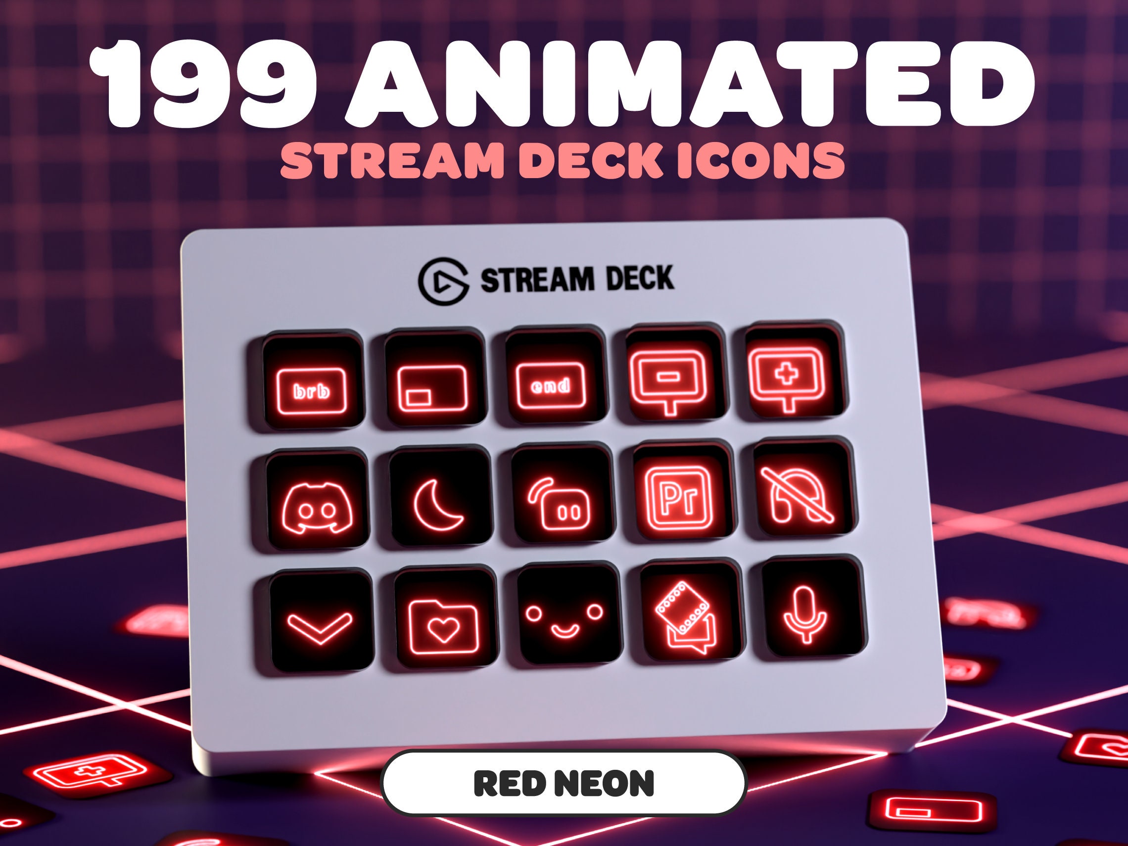 ANIMATED RED NEON Stream Deck Icons Streamer Twitch - Etsy