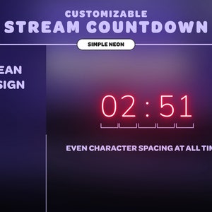 Stream Countdown Simple Neon | Customizable | 3 Min, 5 Min, 10 Min ...