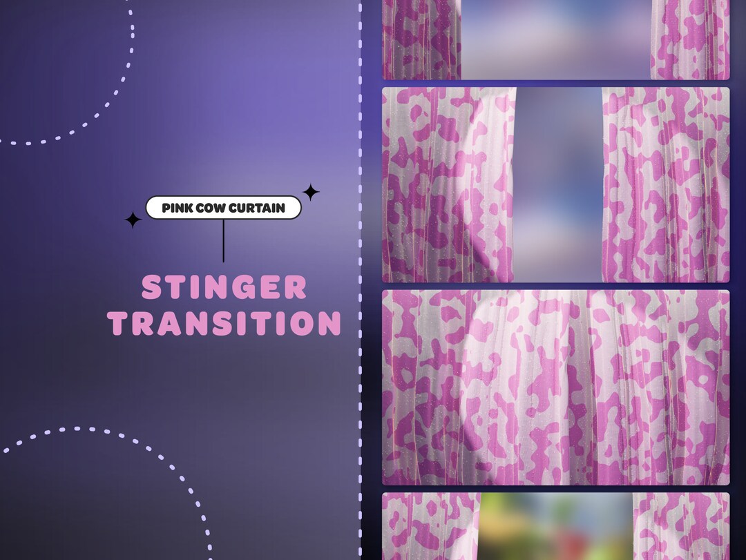 Curtain STINGER TRANSITION Pink Cow Pattern | Stream Transition ...