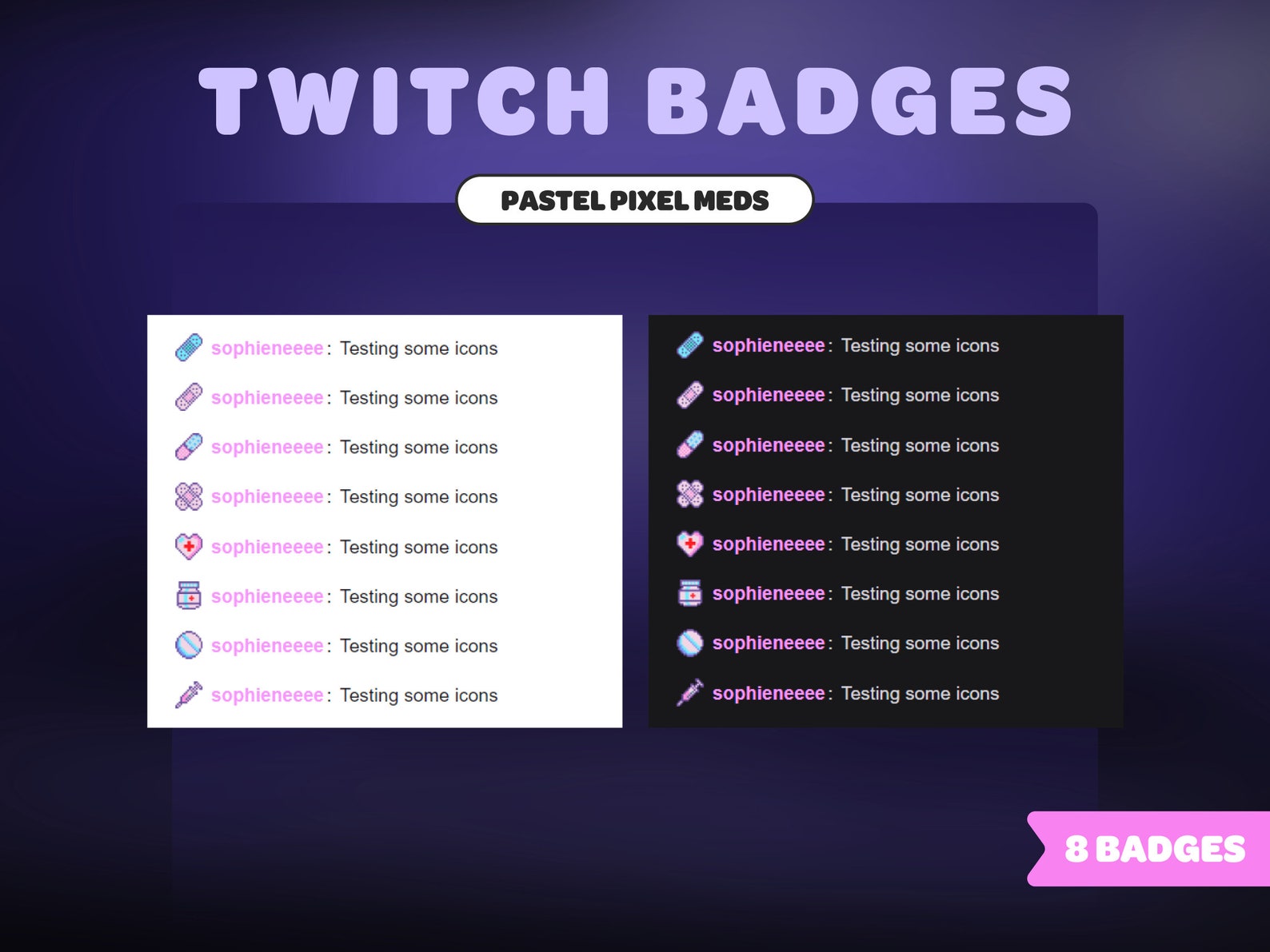 Pastel Pixel Meds TWITCH BADGES | Pink Blue Purple | Sub Badges | Bit ...