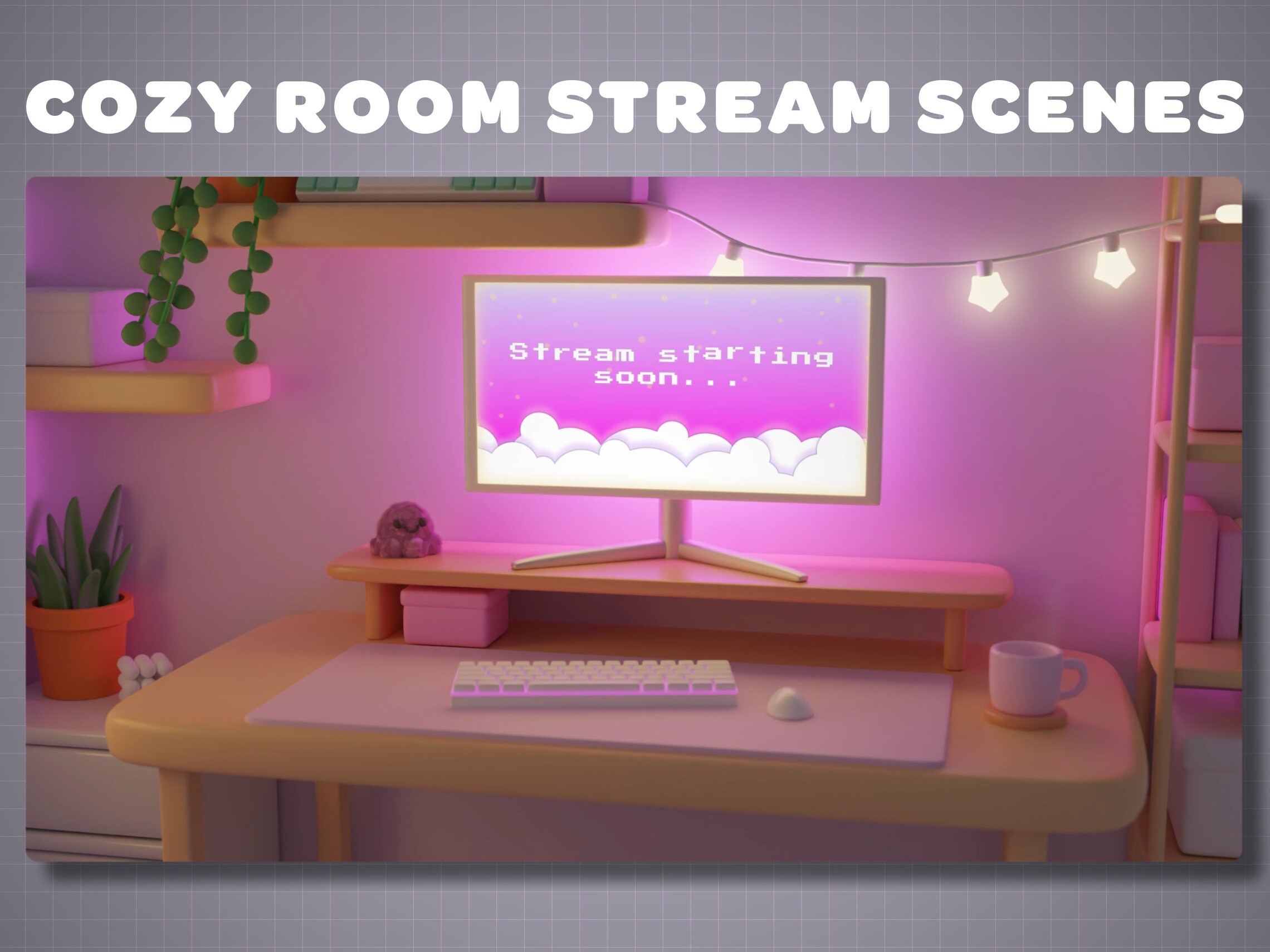 ANIMATED STREAM SCENES Cozy Room Pastel Pink Streamer - Etsy