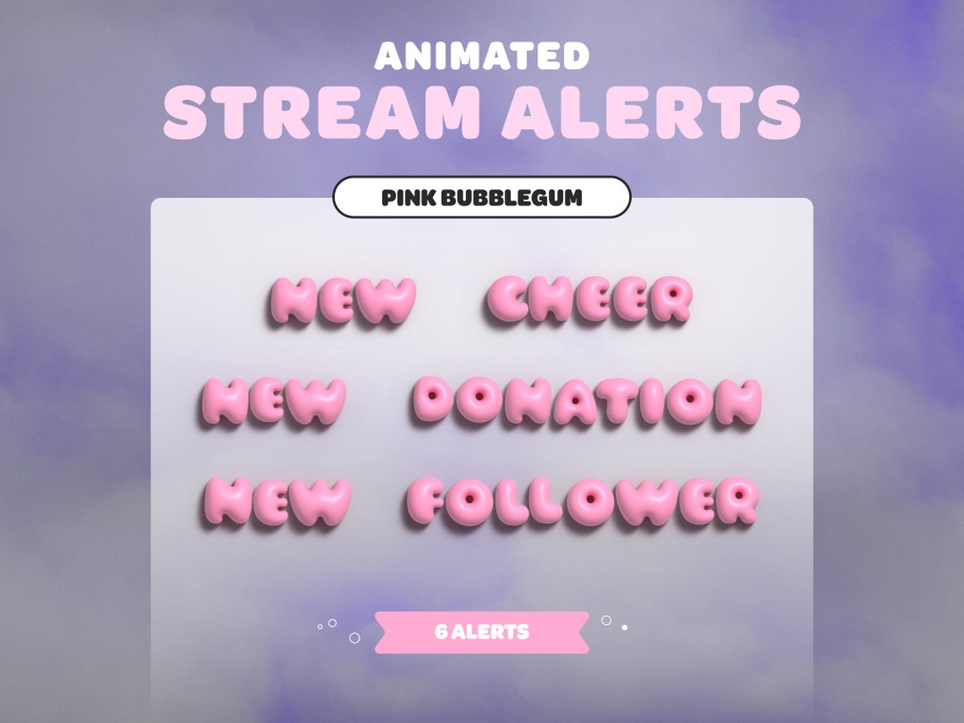 ANIMATED STREAM ALERTS Pink Bubblegum | Pastel | Cute | Streamer ...