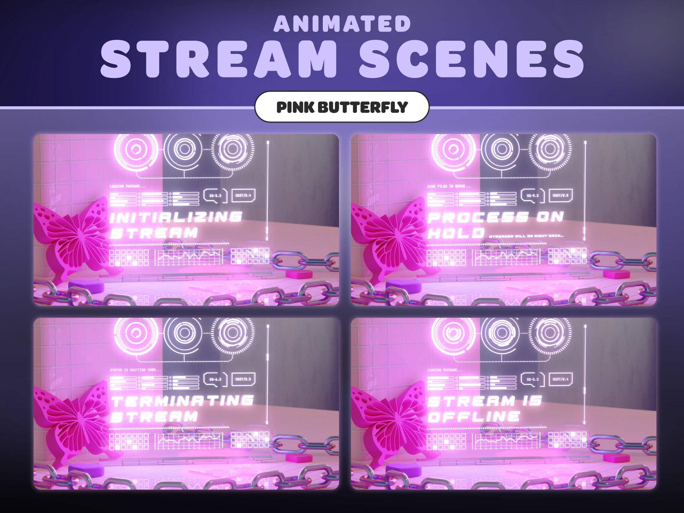 ANIMATED STREAM SCENE Pack Pink Butterfly Y2K Sci Fi - Etsy