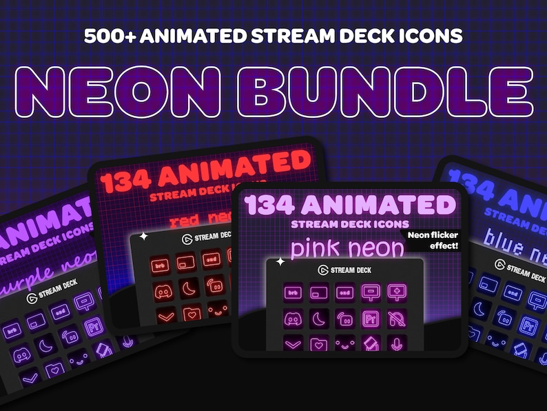 Animated STREAM DECK ICONS Neon Bundle Streamer Twitch - Etsy