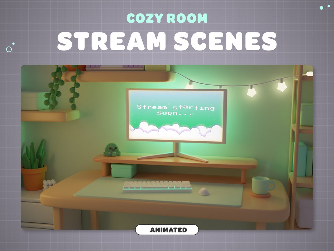 ANIMATED STREAM SCENES Cozy Room | Turquoise / Teal | Streamer | Twitch ...