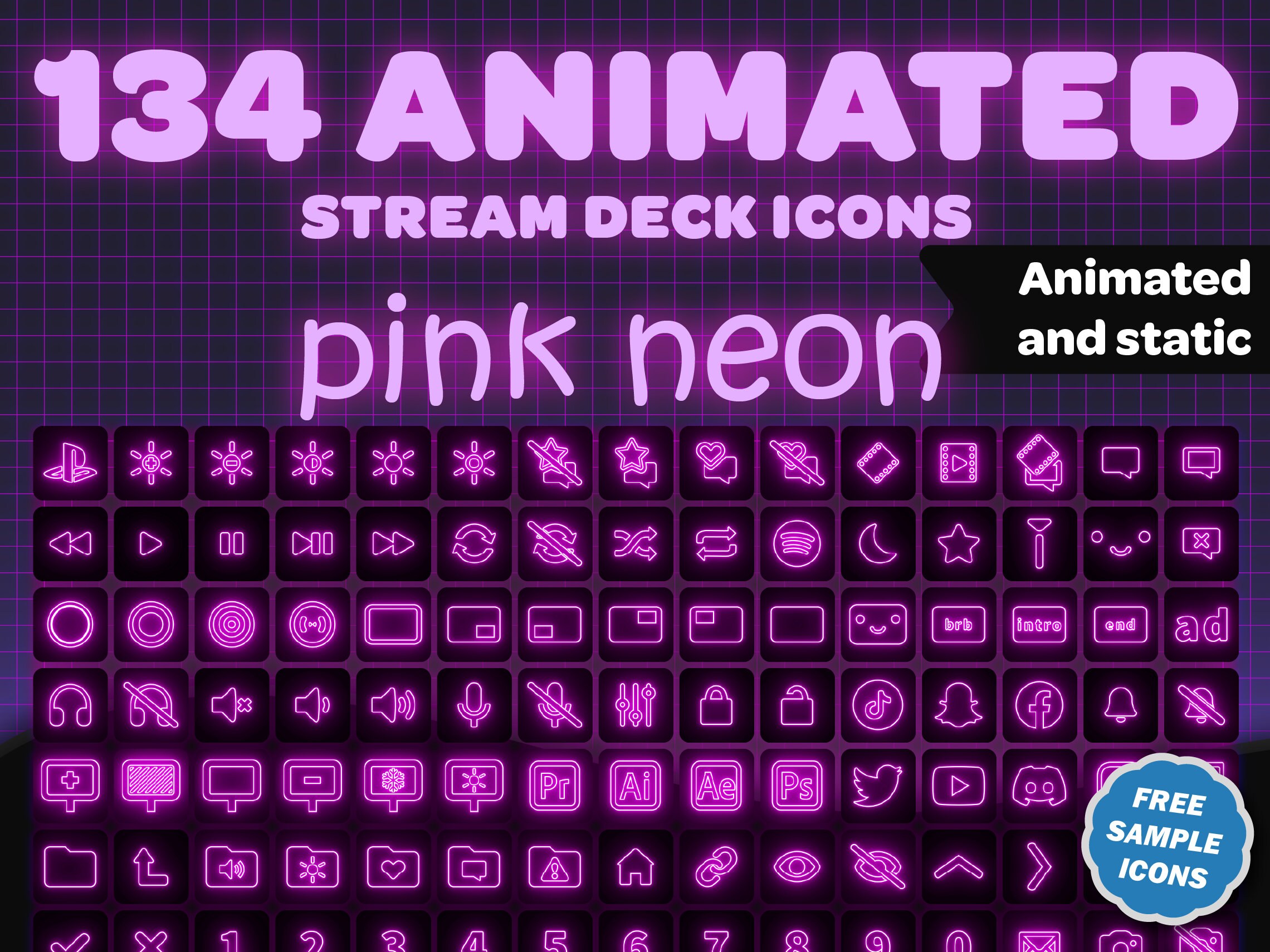 ANIMATED PINK NEON Stream Deck Icons Streamer Twitch - Etsy UK