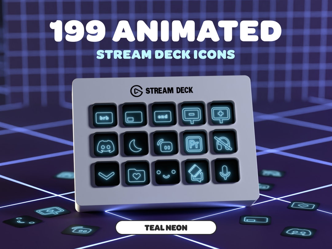 ANIMATED TEAL NEON Stream Deck Icons | Streamer | Twitch | Discord ...