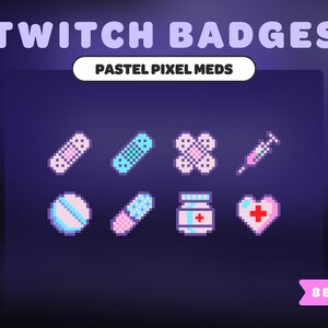 Pastel Pixel Meds TWITCH BADGES Pink Blue Purple Sub - Etsy