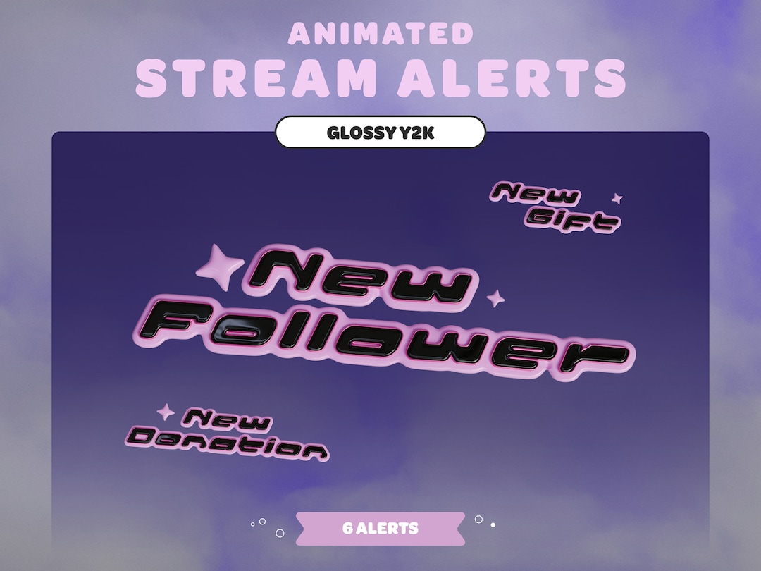 Animated STREAM ALERTS Glossy Y2K | Pink & Black | Minimal | Streamer ...