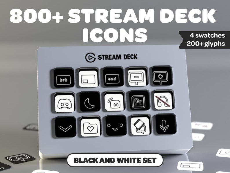 STREAM DECK ICONS Black and White Streamer Twitch - Etsy
