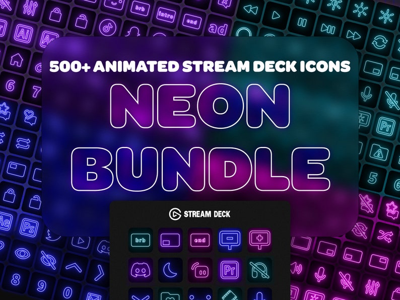Animated STREAM DECK ICONS Neon Cyberpunk Bundle Streamer - Etsy