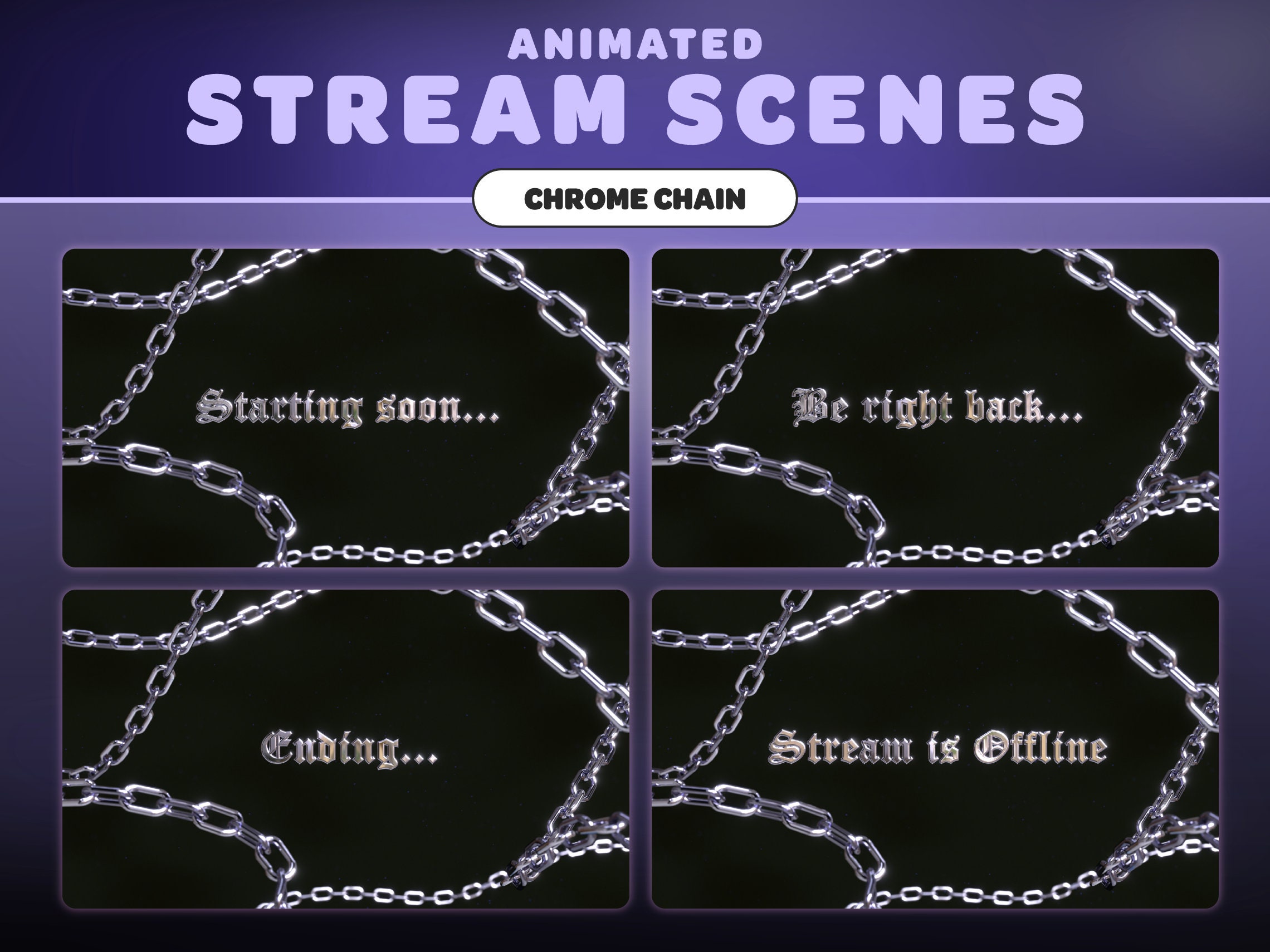 ANIMATED STREAM SCENE Pack Chrome Chains Y2K Chrome - Etsy