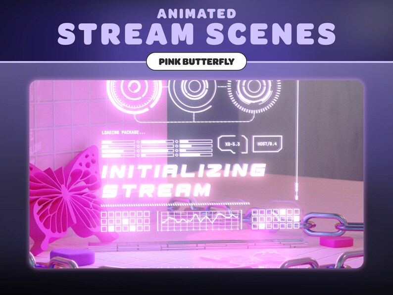 ANIMATED STREAM SCENE Pack Pink Butterfly Y2K Sci Fi - Etsy
