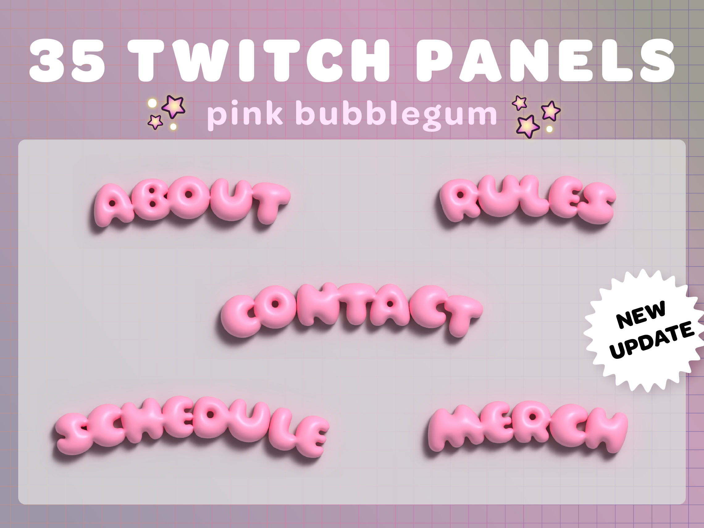 Pink Bubblegum TWITCH PANELS Cute Pastel Pink Streamer - Etsy UK