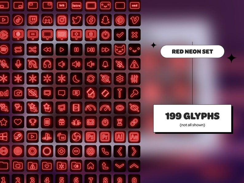 ANIMATED RED NEON Stream Deck Icons Streamer Twitch - Etsy