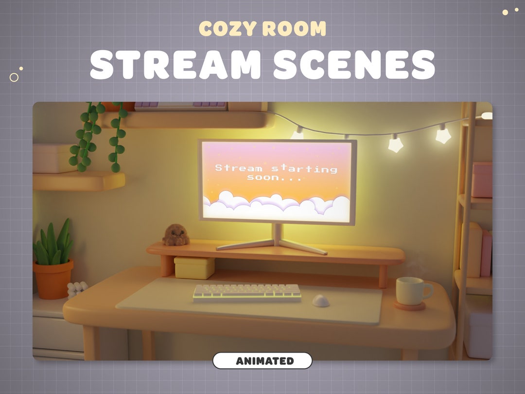 ANIMATED STREAM SCENES Cozy Room | Pastel Yellow | Streamer | Twitch ...