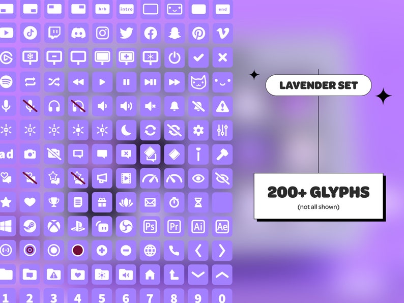STREAM DECK ICONS Lavender | Streamer | Twitch | Discord | Youtube ...