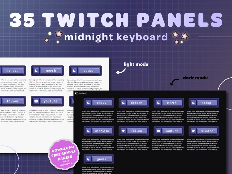 Gaming Keyboard TWITCH PANELS Midnight Moon Lo-fi Streamer - Etsy