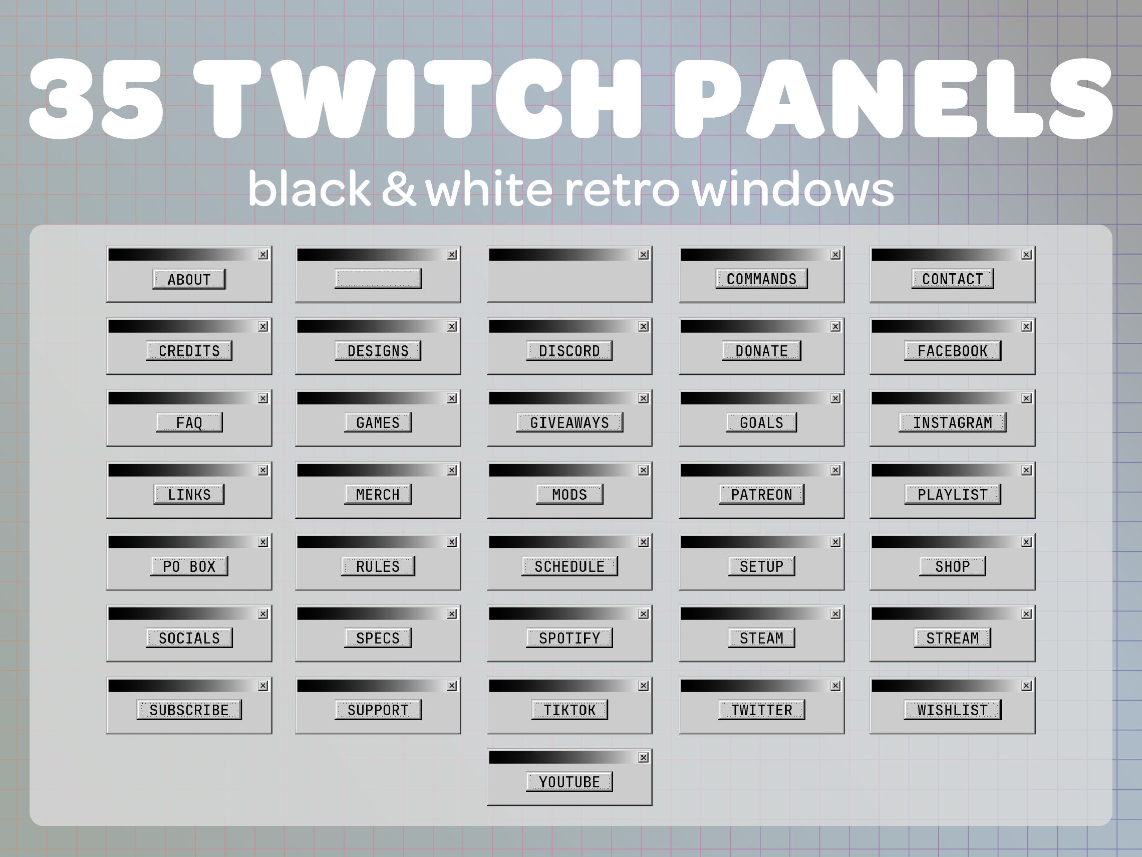 35 Gray Windows Alert TWITCH PANELS Black and White - Etsy