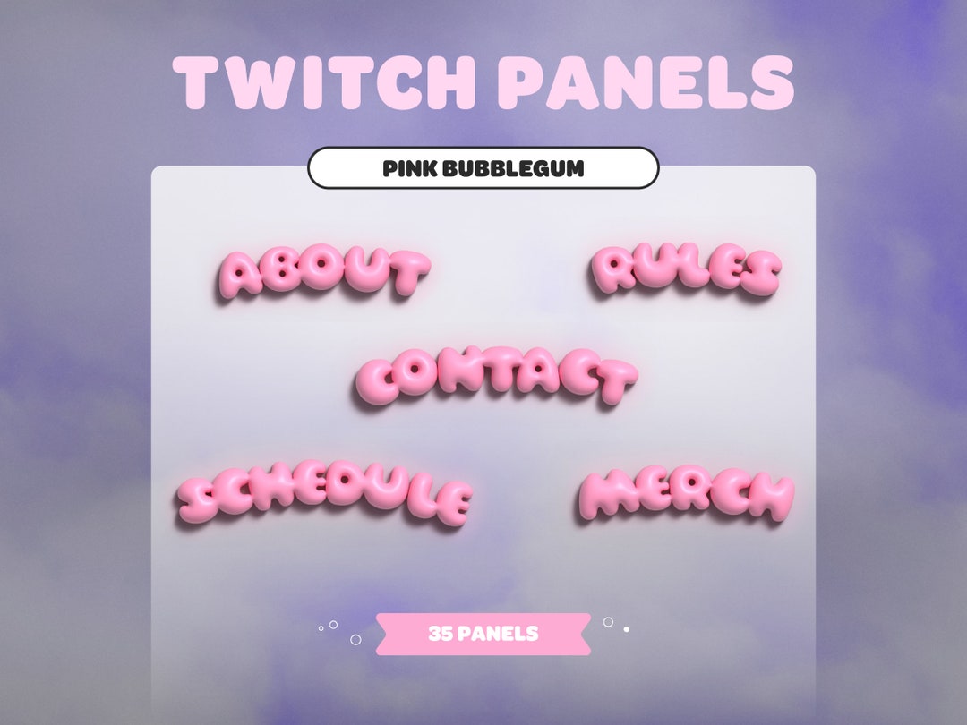 Pink Bubblegum TWITCH PANELS | Cute Pastel Pink | Streamer | Twitch ...