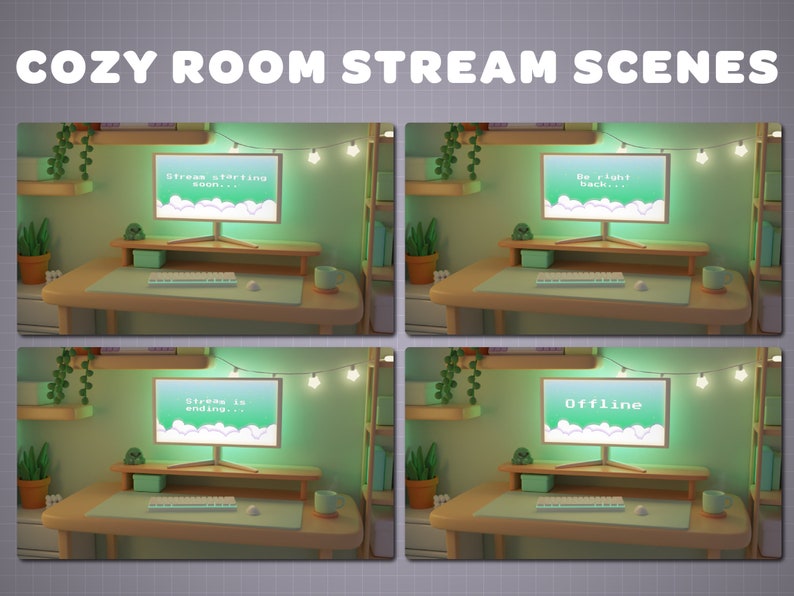 ANIMATED STREAM SCENES Cozy Room Turquoise / Teal Streamer - Etsy