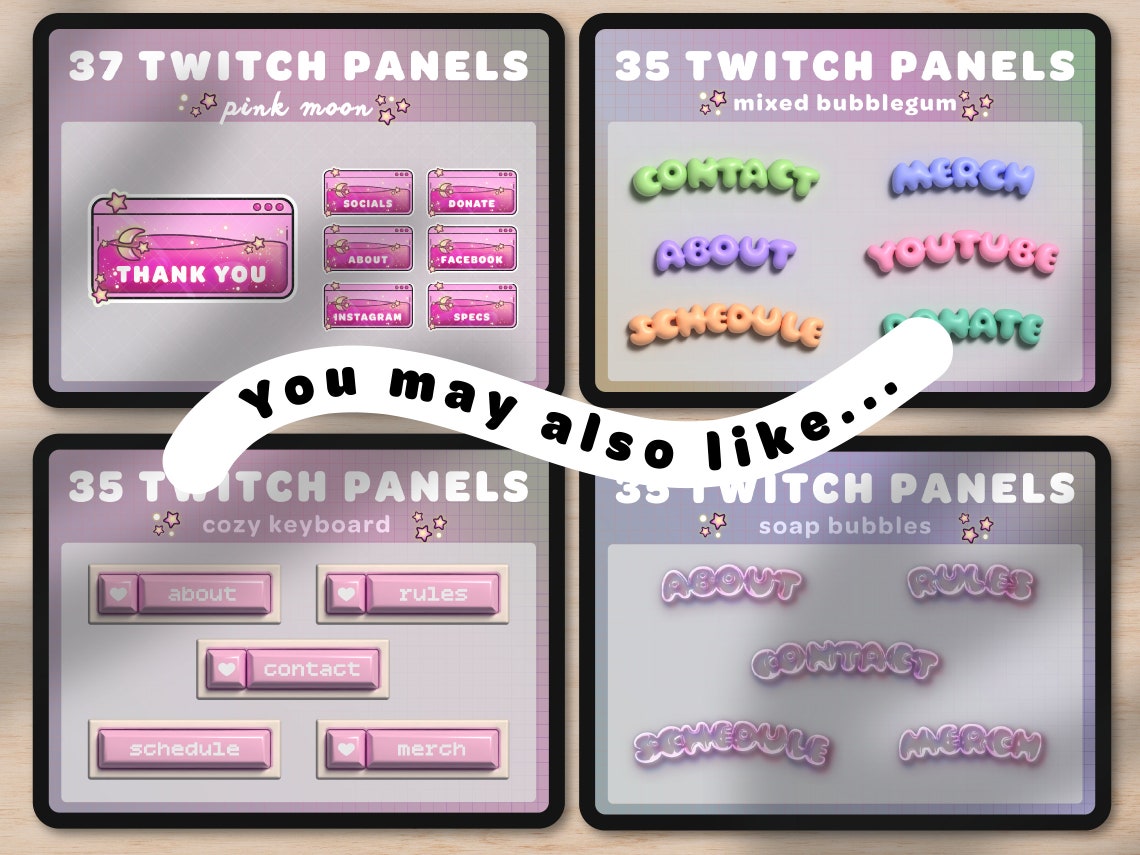 Pink Bubblegum TWITCH PANELS Cute Pastel Pink Streamer - Etsy UK