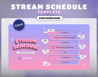Cute Stream Schedule Template - Etsy