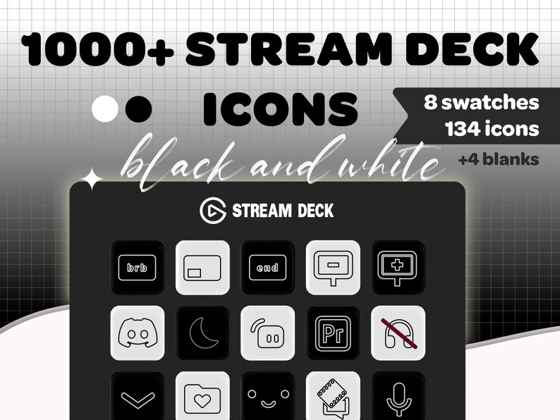 STREAM DECK ICONS Black and White Streamer Twitch - Etsy