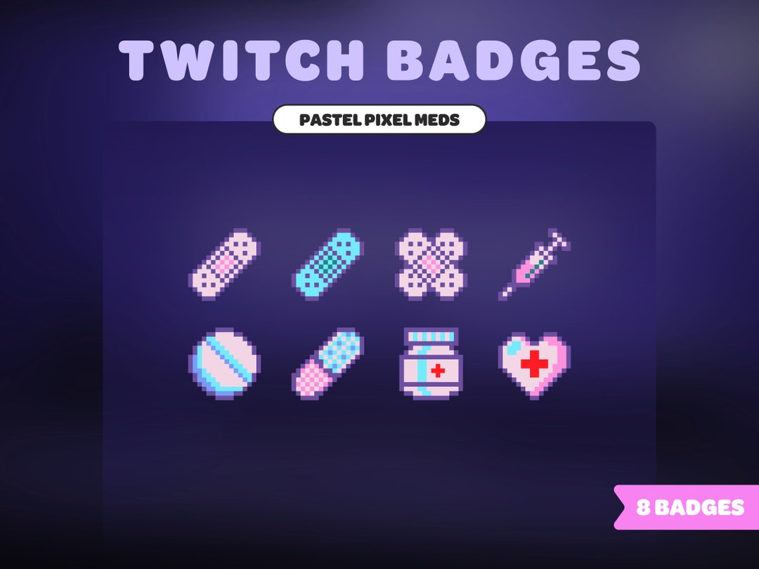 Pastel Pixel Meds TWITCH BADGES | Pink Blue Purple | Sub Badges | Bit ...