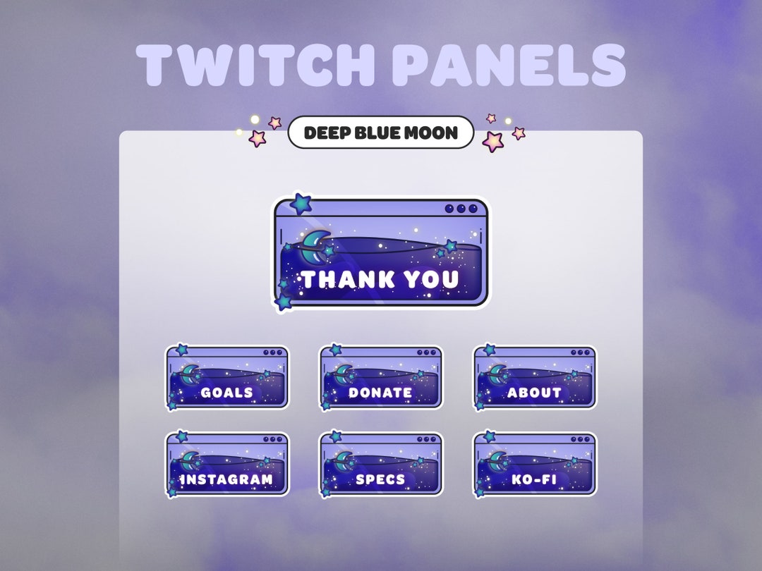 Cute Kawaii Moon and Star TWITCH PANELS | Deep Blue | Streamer | Twitch ...