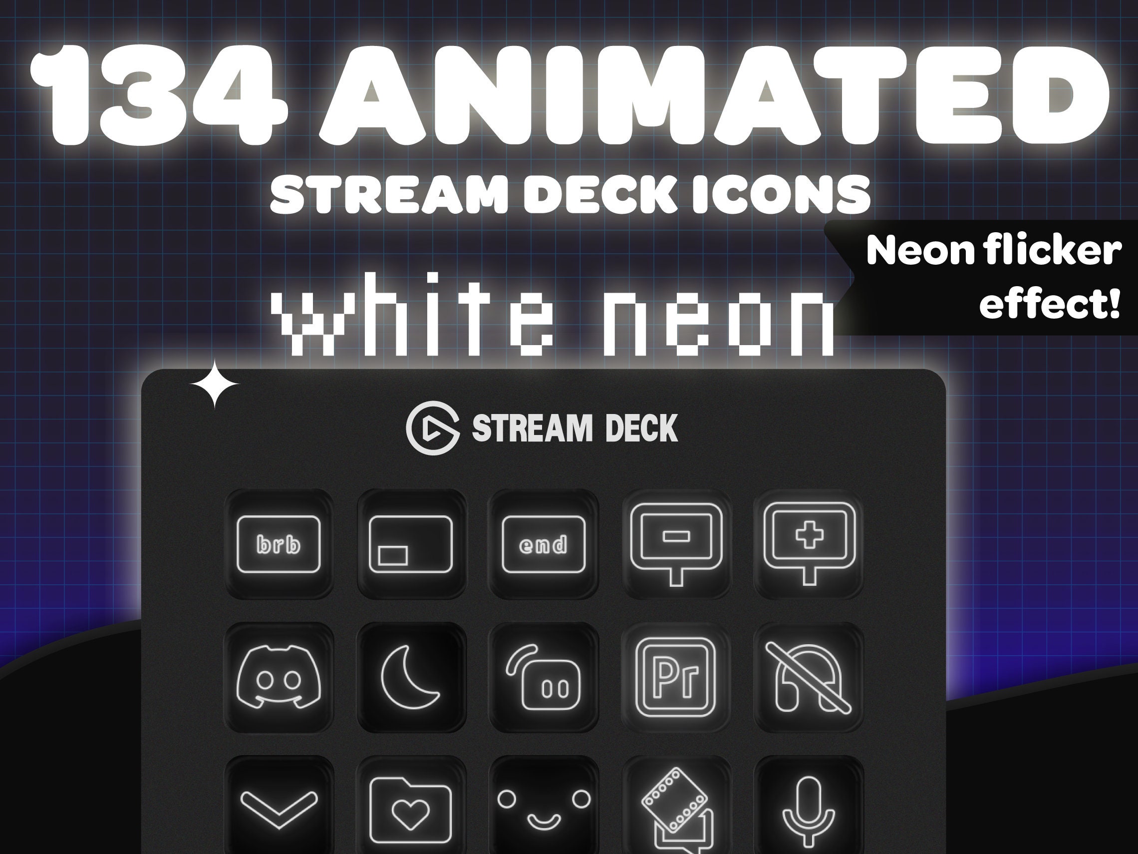 ANIMATED WHITE NEON Stream Deck Icons Streamer Twitch - Etsy Australia