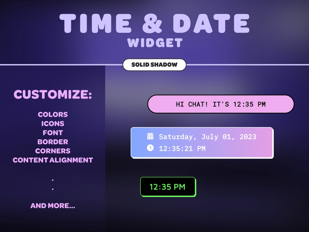 Customizable Time and Date Widget | for Twitch, Youtube and Facebook ...