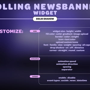 Customizable Rolling Event and News Banner Widget | for Twitch, Youtube ...