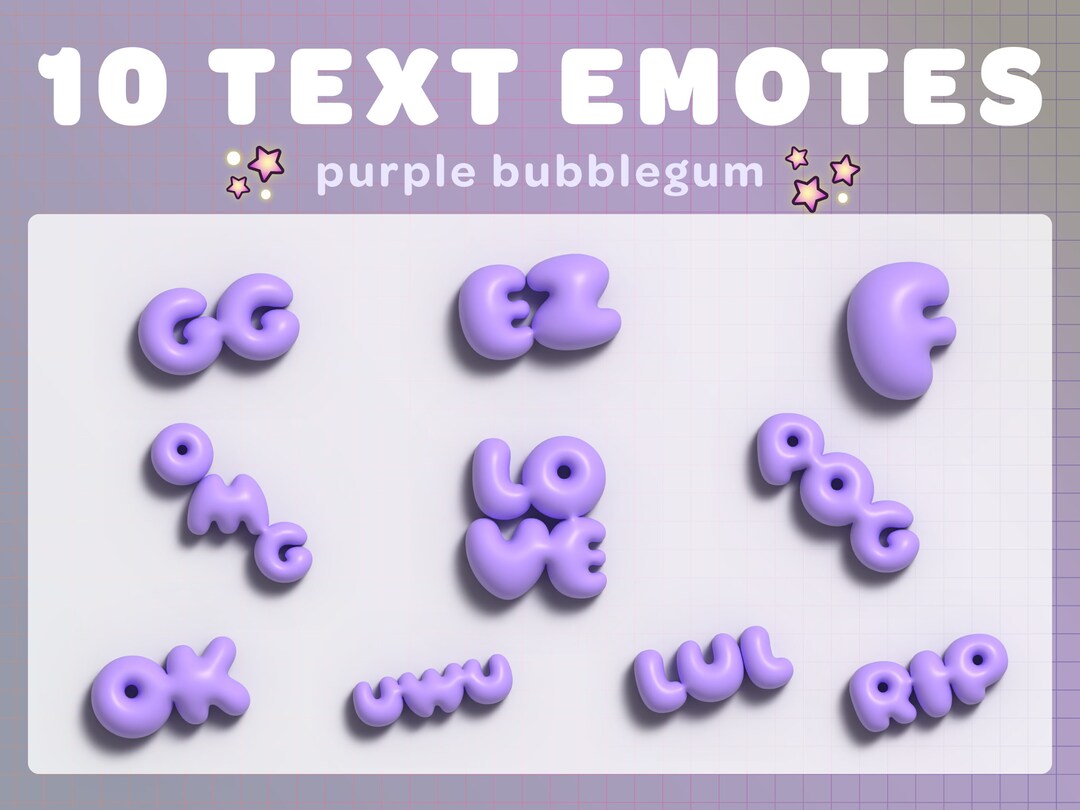 Purple Bubblegum EMOTES Pastel Purple Streamer Twitch - Etsy