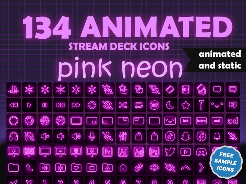 ANIMATED PINK NEON Stream Deck Icons Streamer Twitch - Etsy