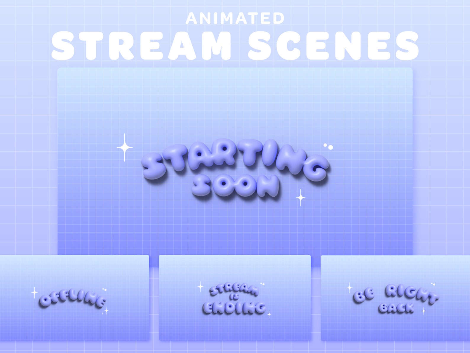 Cute Blue Bubblegum ANIMATED STREAM SCENE Pack Pastel Blue Streamer ...